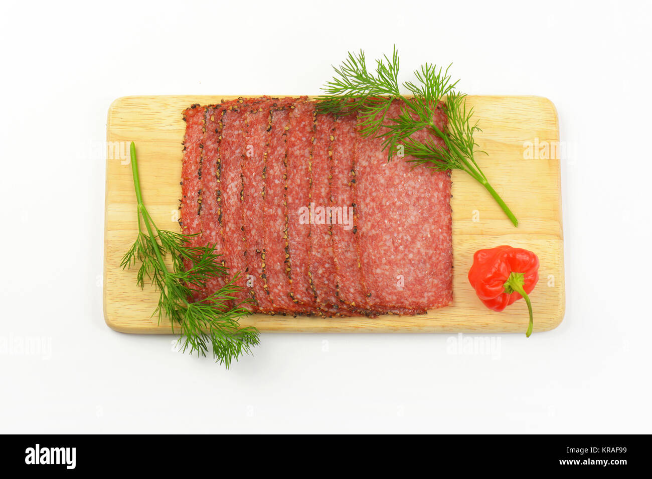 Black pepper salami slices Stock Photo - Alamy