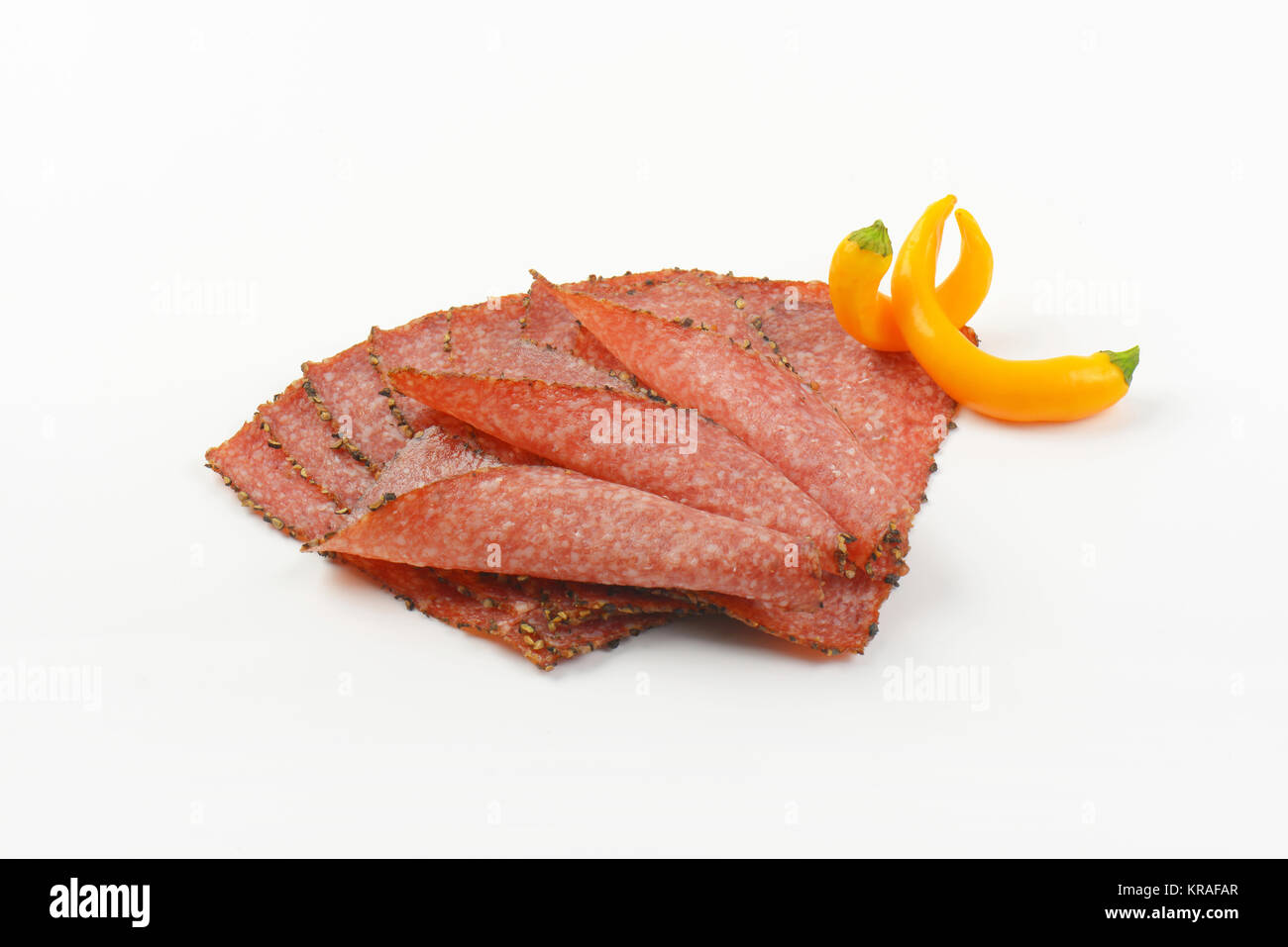 Black pepper salami slices Stock Photo - Alamy