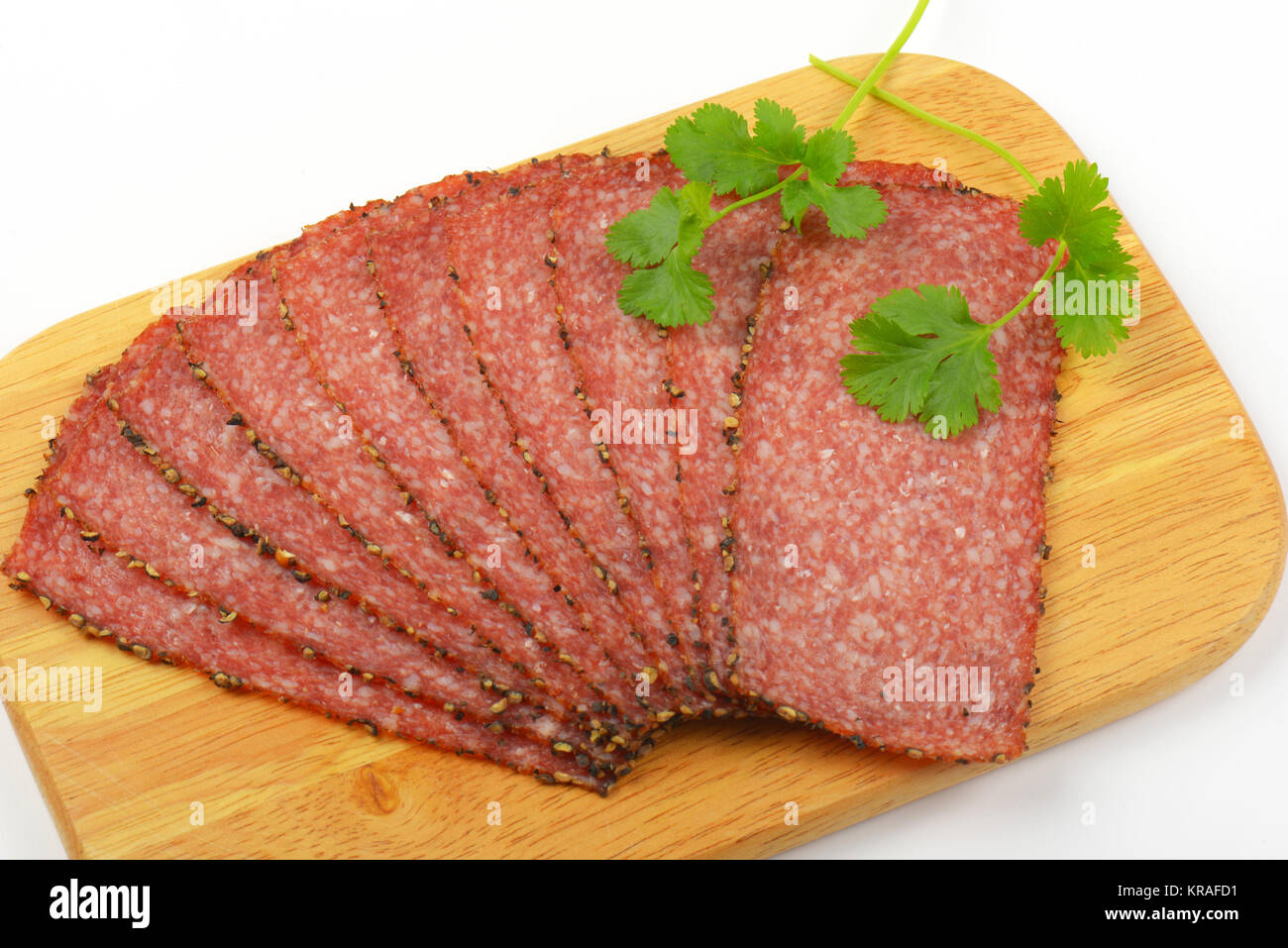 Black pepper salami slices Stock Photo - Alamy