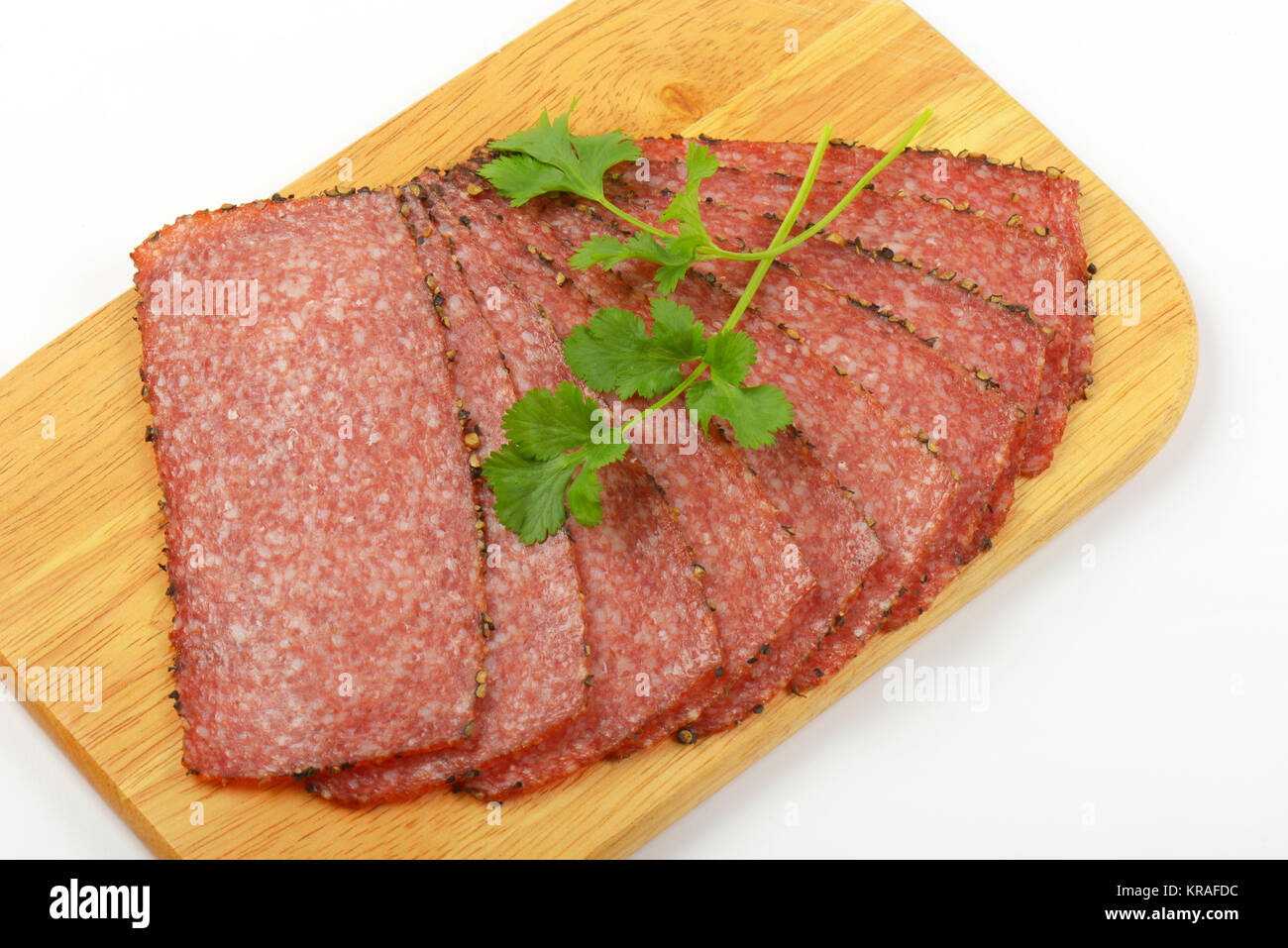 Black pepper salami slices Stock Photo - Alamy