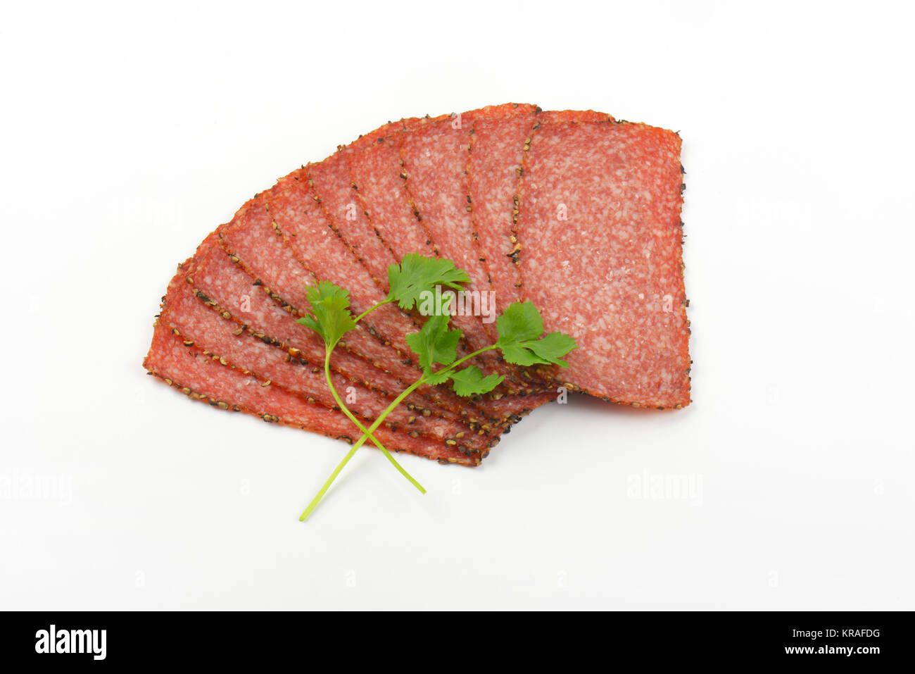 Black pepper salami slices Stock Photo - Alamy