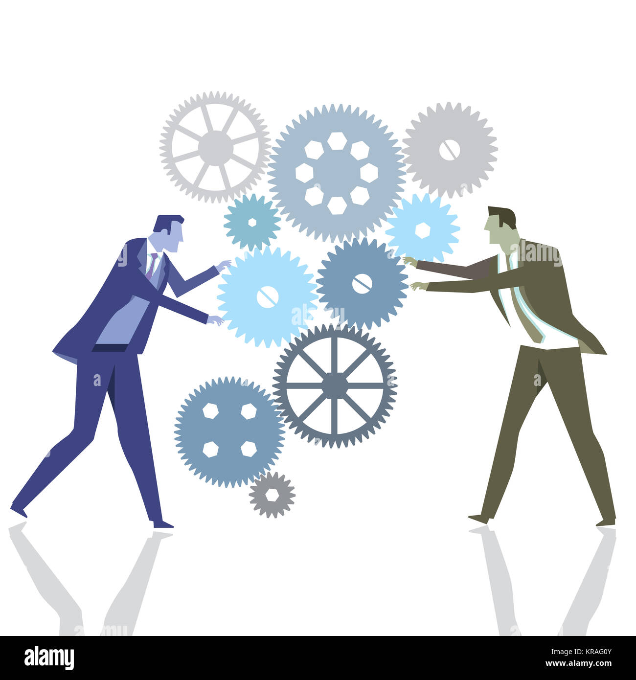 businessmen with gears in teamwork Stock Photo - Alamy