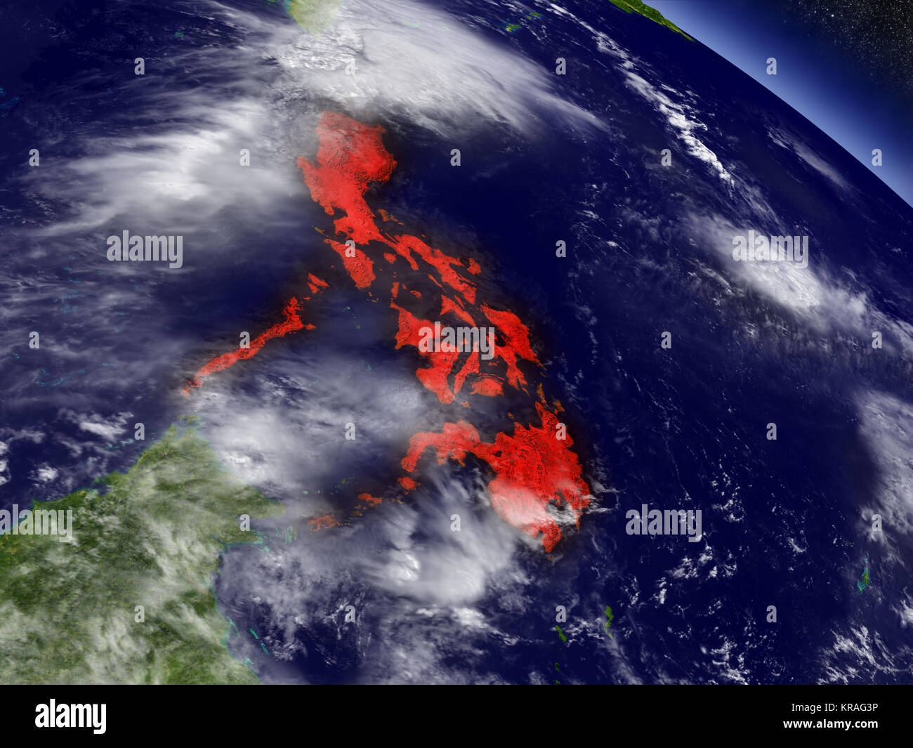 Philippines from space highlighted in red Stock Photo - Alamy