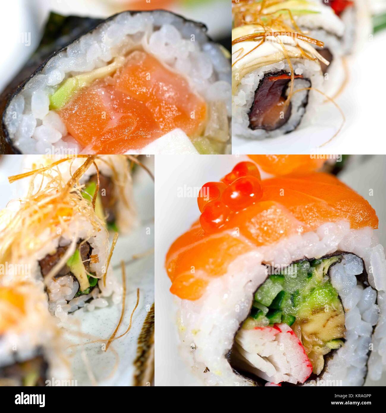 Japanese sushi collage Stock Photo - Alamy