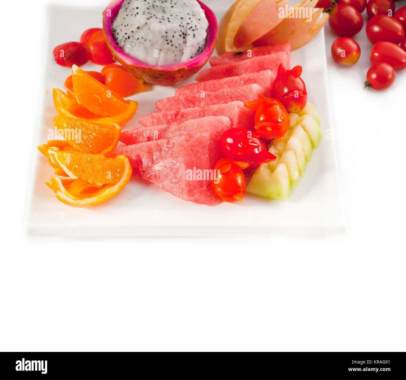 mixed plate of fresh sliced fruits Stock Photo - Alamy