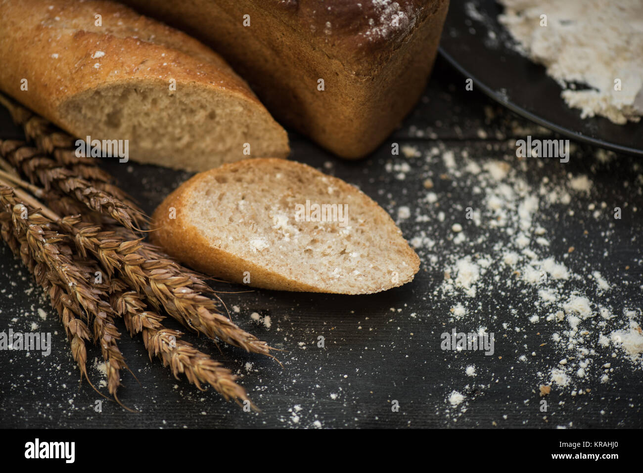 Bread composition with wheats Stock Photo - Alamy