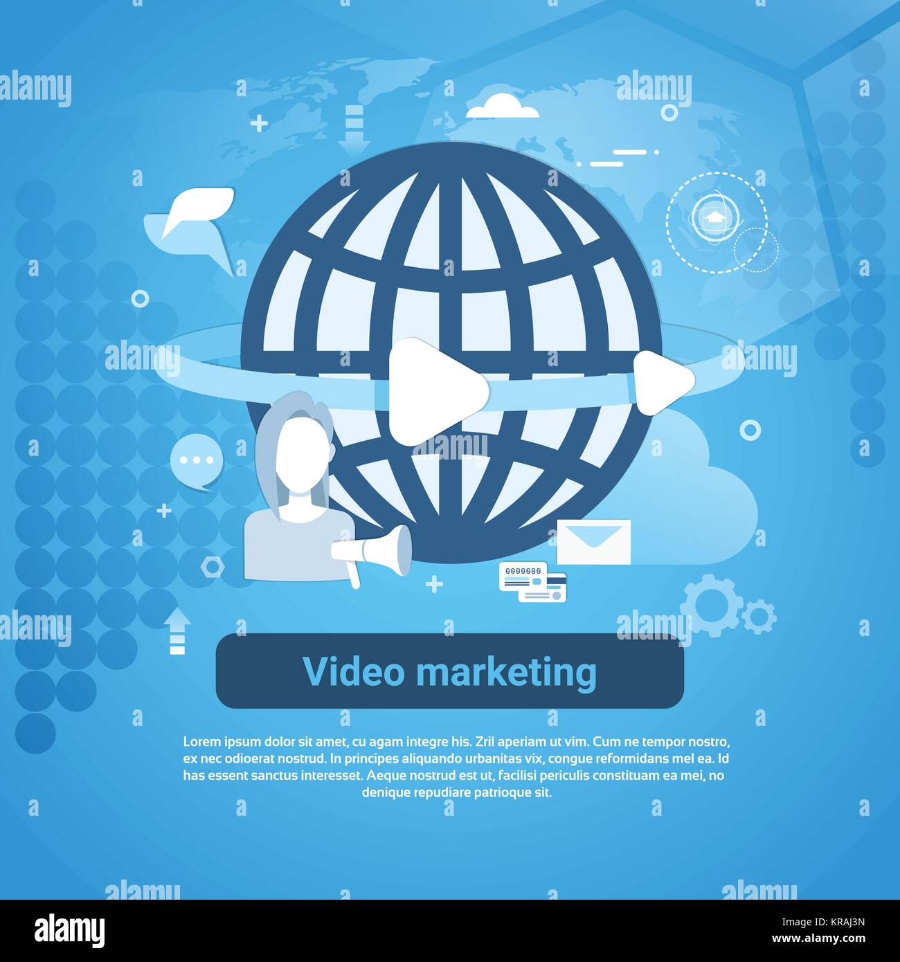 Video Marketing Concept Web Banner With Copy Space Stock Vector Image ...