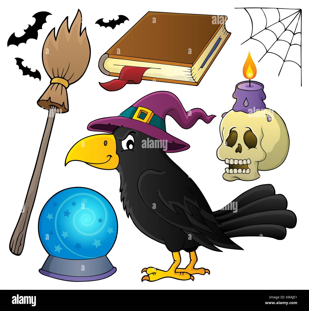 Witch crow theme set 1 Stock Photo - Alamy