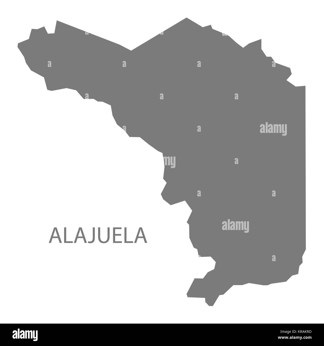 Alajuela Costa Rica Map grey Stock Photo - Alamy