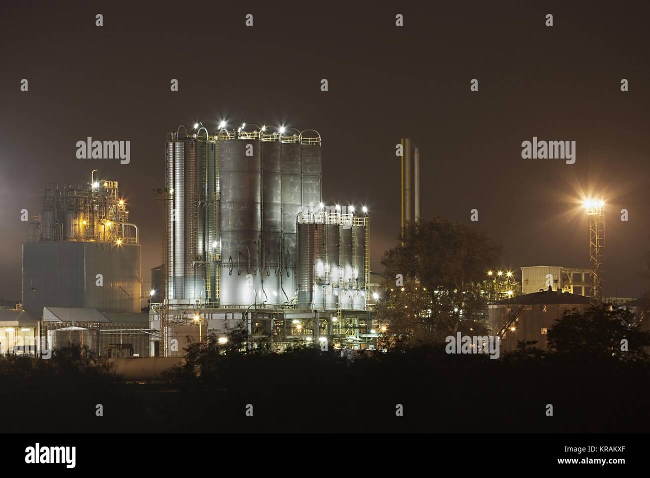 Refinery at Night Stock Photo - Alamy