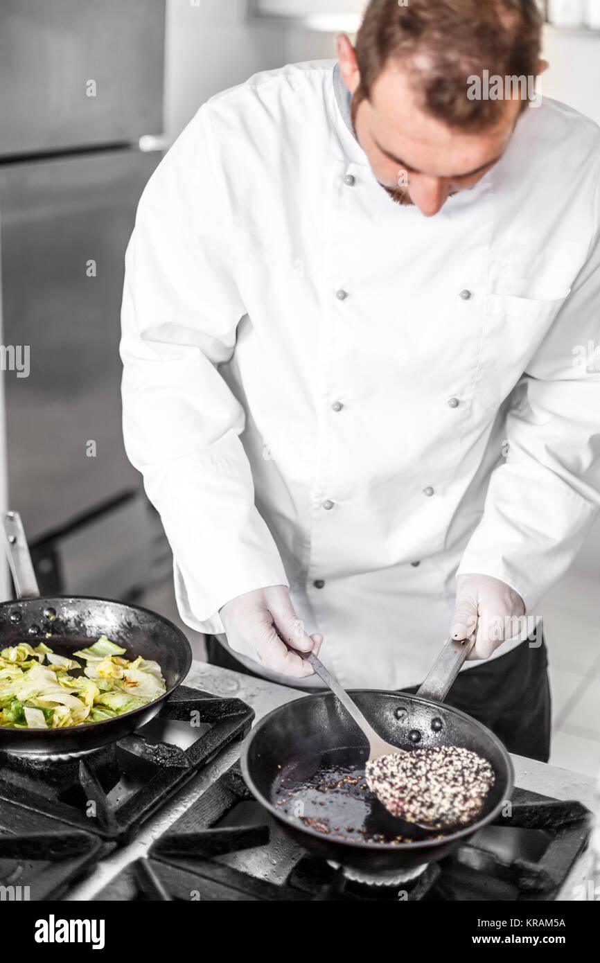 Chef cooking black and white hi-res stock photography and images - Alamy