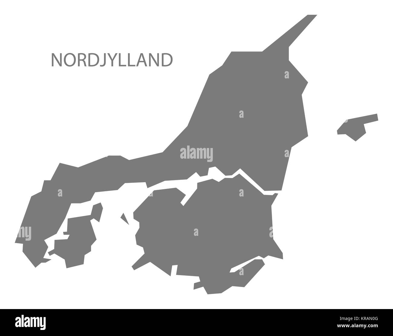 Nordjylland Denmark Map grey Stock Photo - Alamy