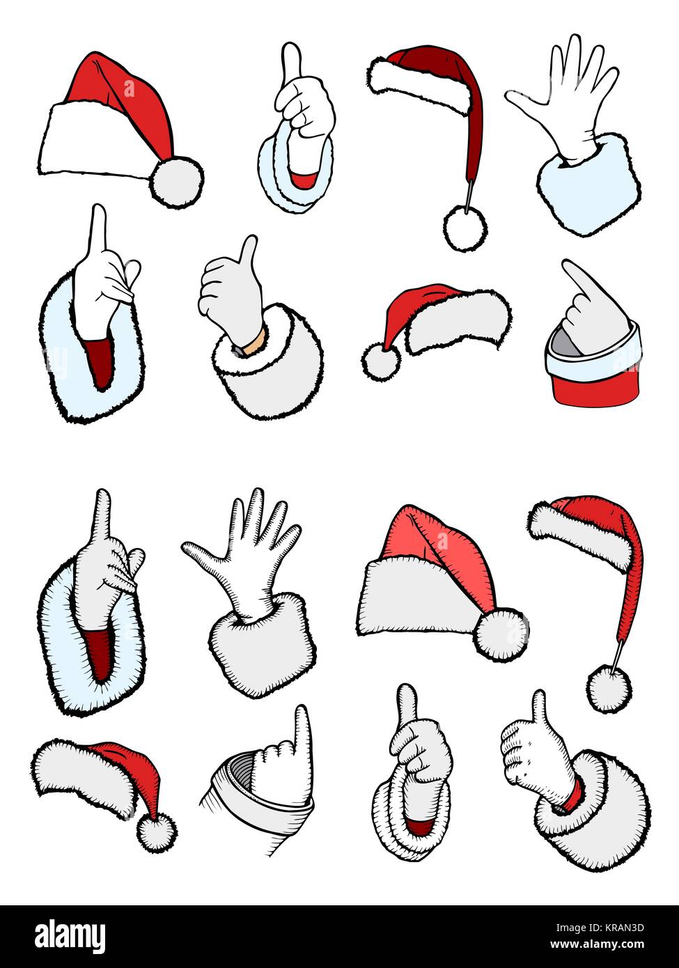 The hand of Santa Claus in white gloves symbolizing Ok, well, good and ...