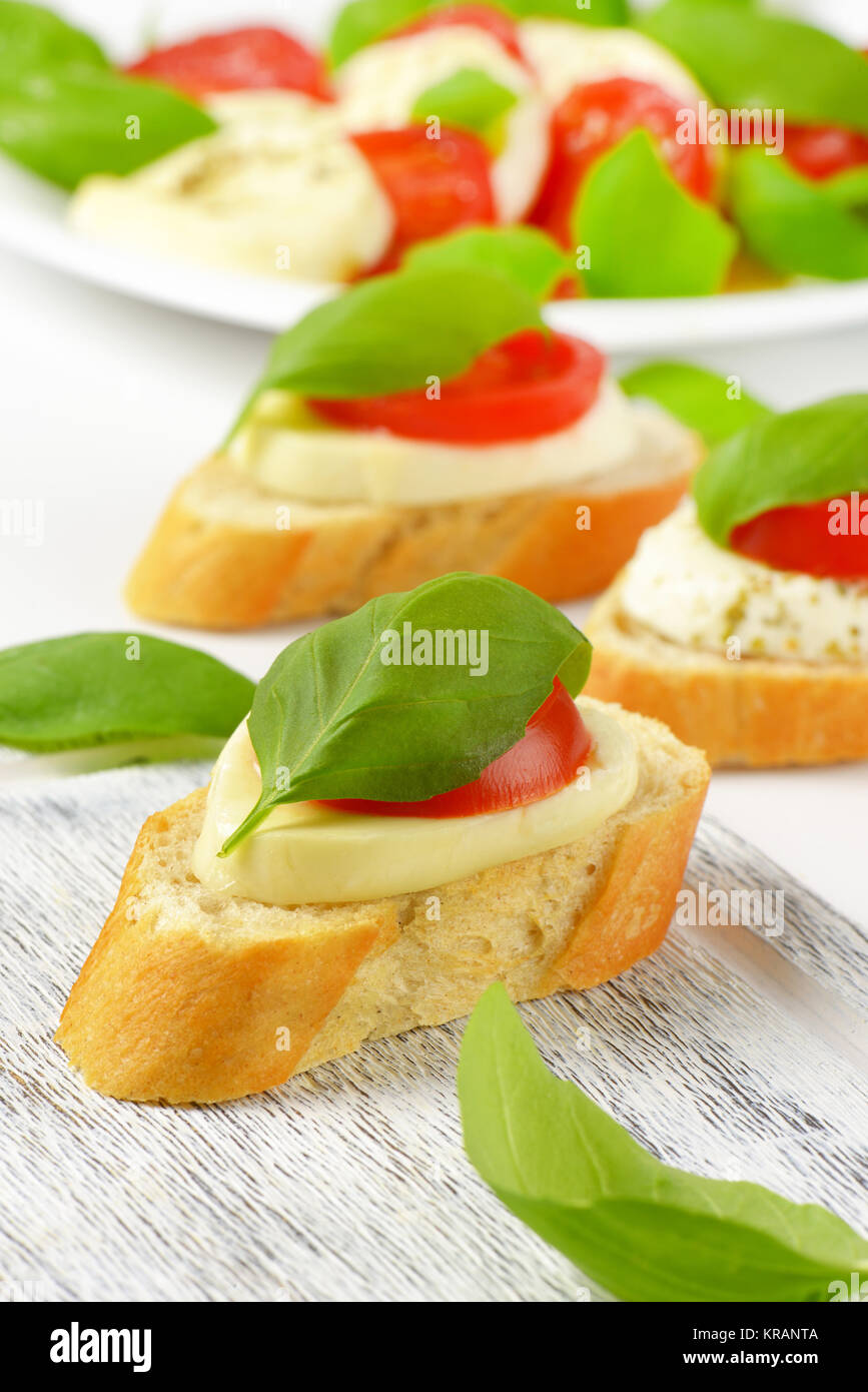 Mozzarela tomato canapes Stock Photo - Alamy