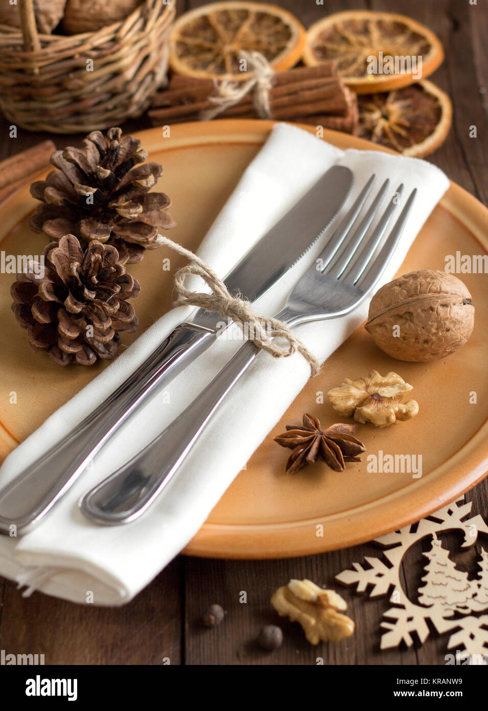 Festive table setting with spices Stock Photo - Alamy