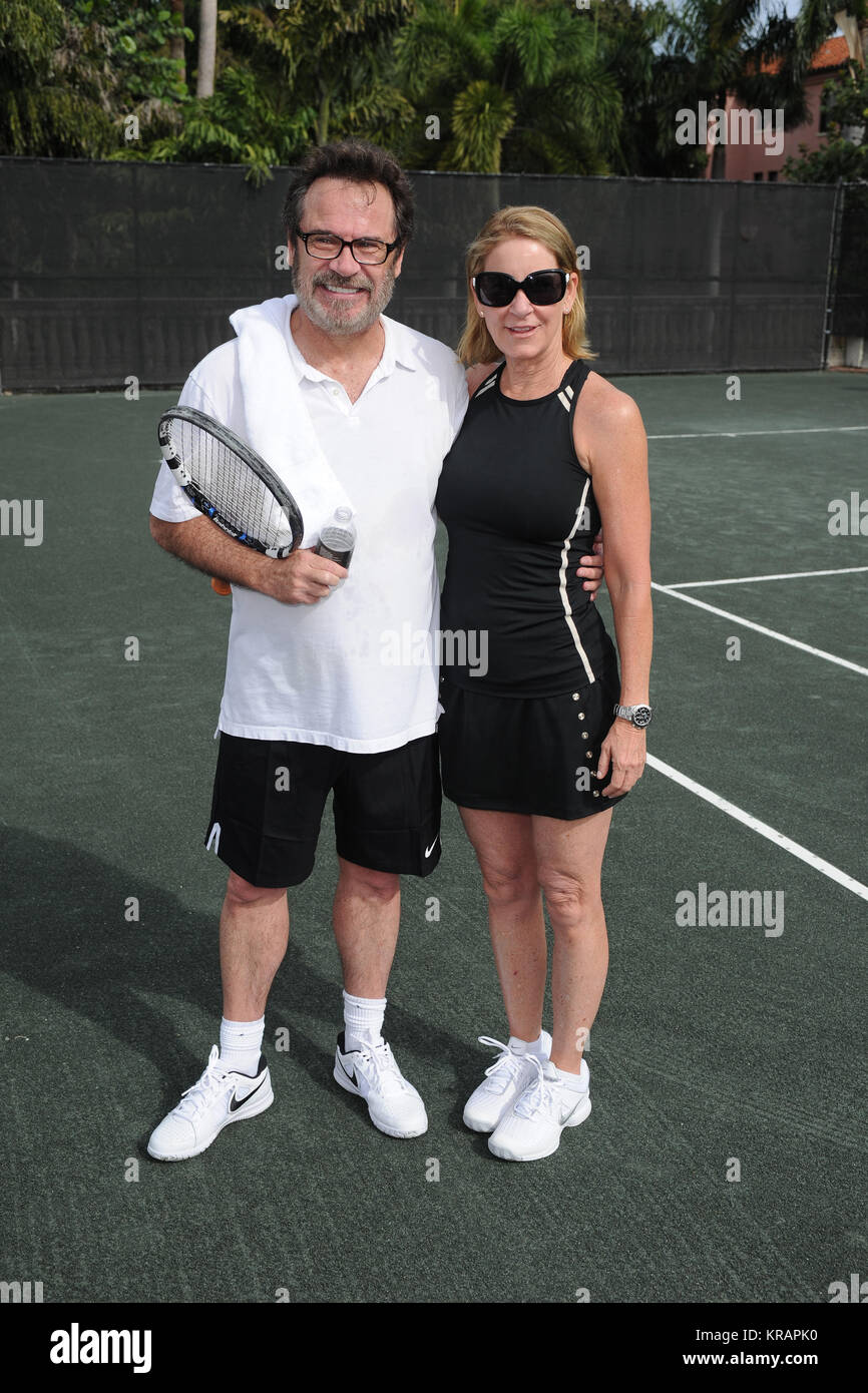 BOCA RATON, FL - NOVEMBER 20: Chris Evert, Dennis Miller playing Tennis ...