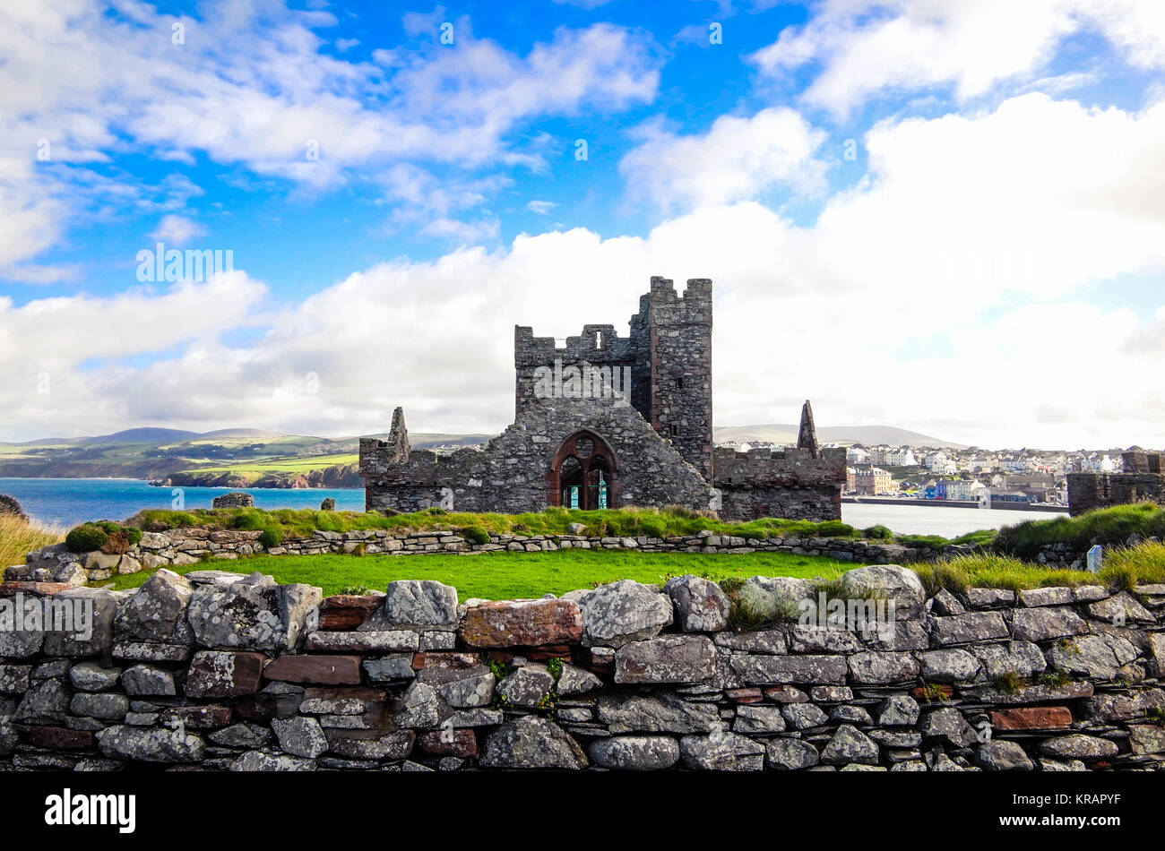 Peel castle constructed by Vikings in Peel city in the Isle of Man ...