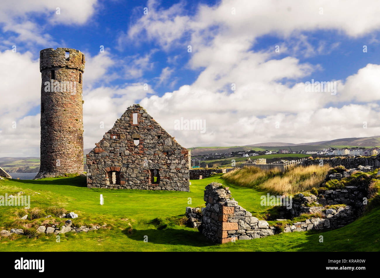 Peel castle constructed by Vikings in Peel city in the Isle of Man ...