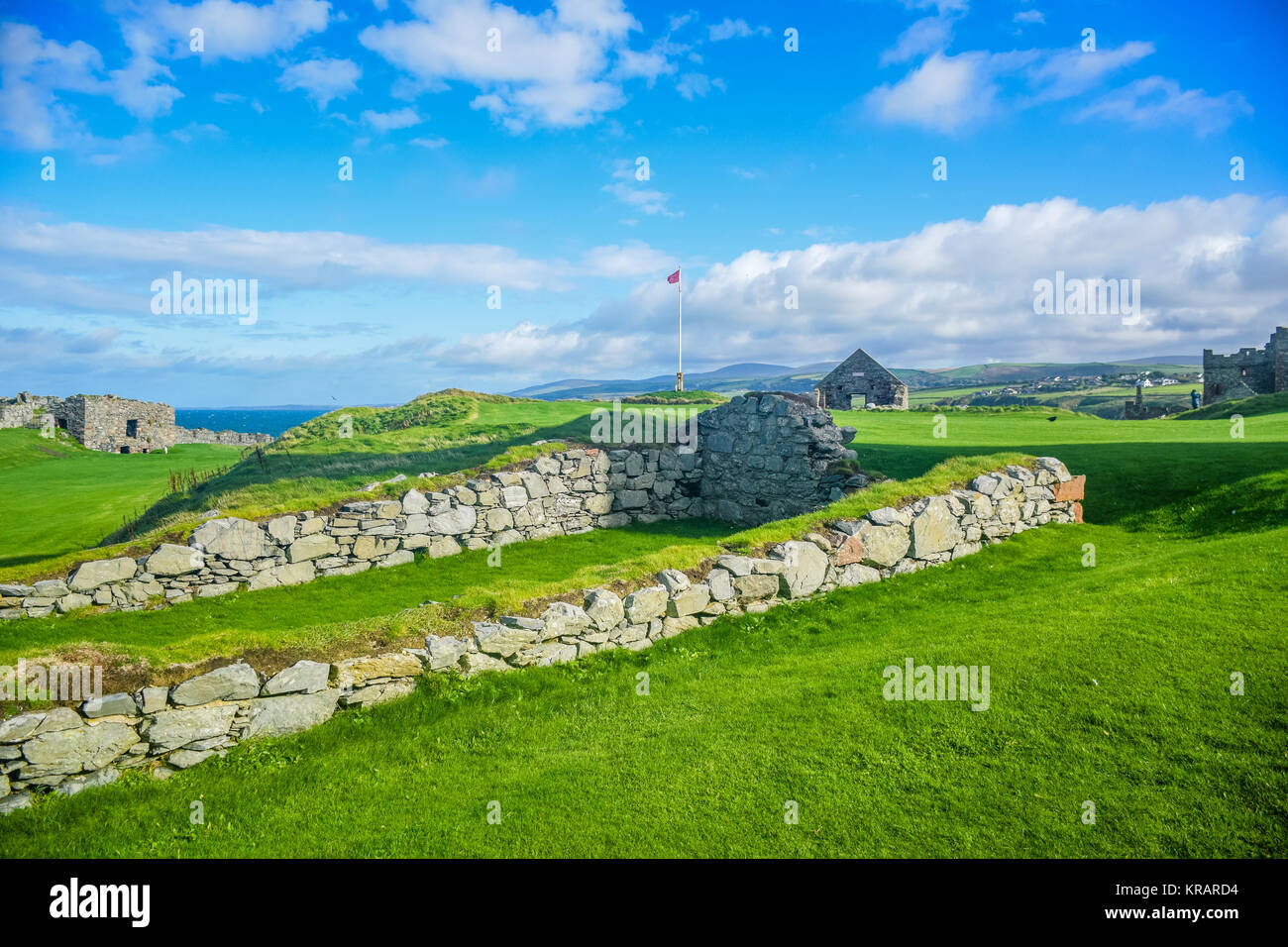 Peel castle constructed by Vikings in Peel city in the Isle of Man ...