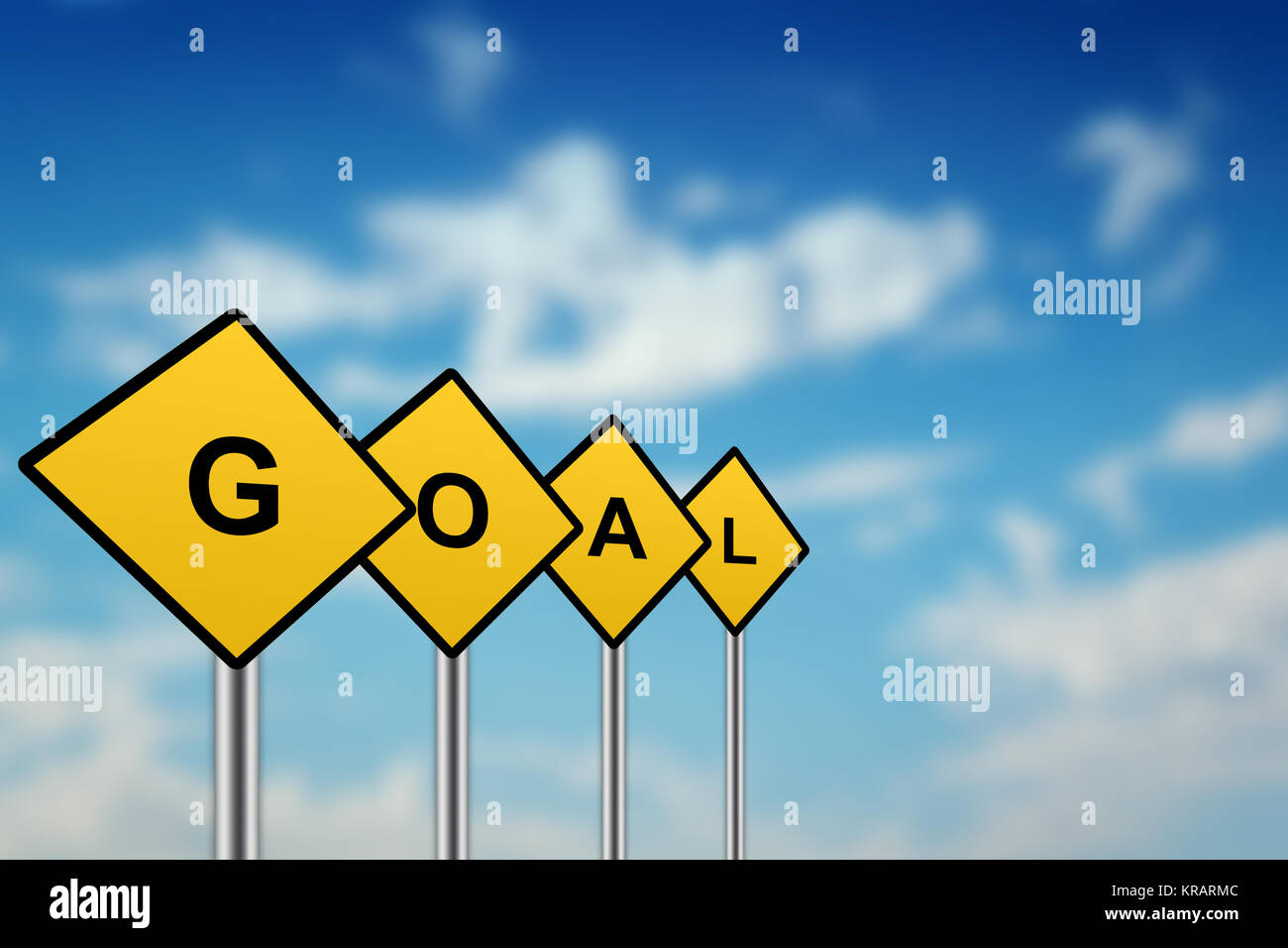 goal on yellow road sign Stock Photo - Alamy