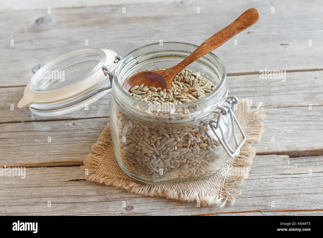 Dry Raw Rye Grain in a jar Stock Photo - Alamy