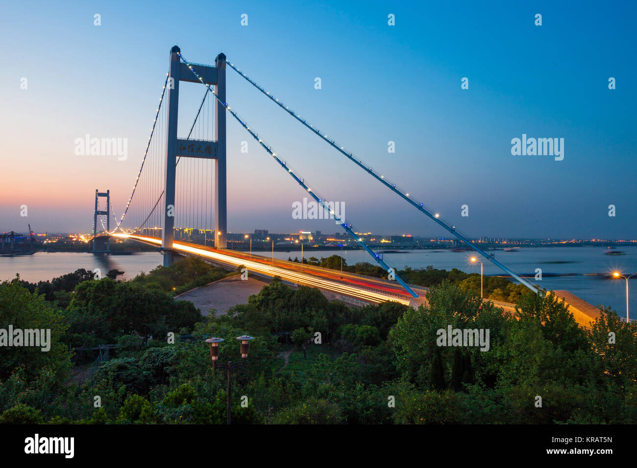 Night view of Jiangyin bridge,Wuxi City,Jiangsu Province,China Stock Photo - Alamy