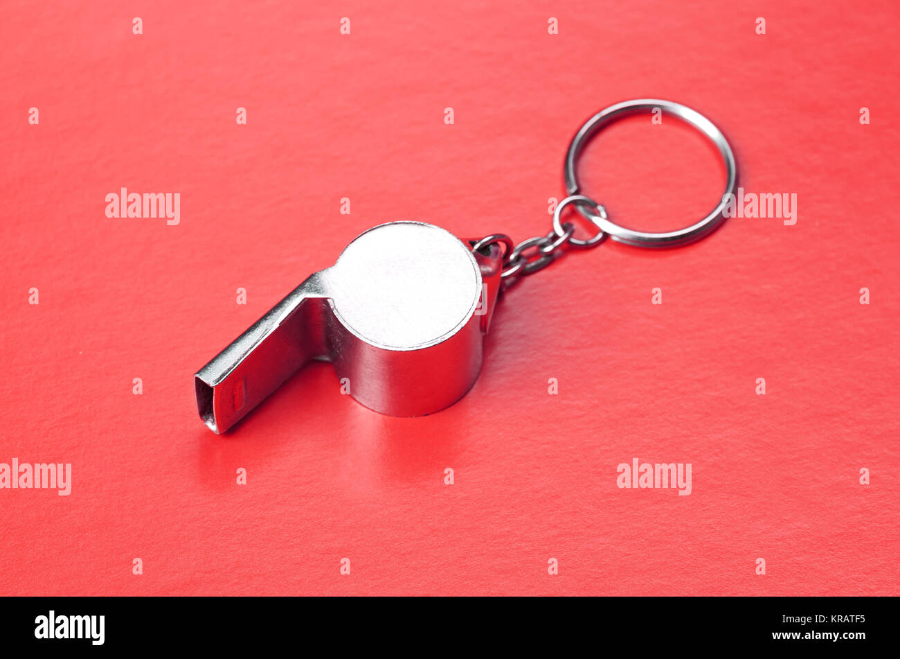 Sports or coaches metal whistle, closeup. Concept refereeing sport on ...