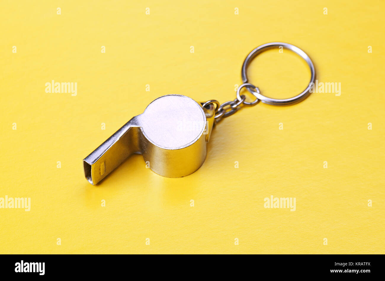 Sports or coaches metal whistle, closeup. Concept refereeing sport on ...