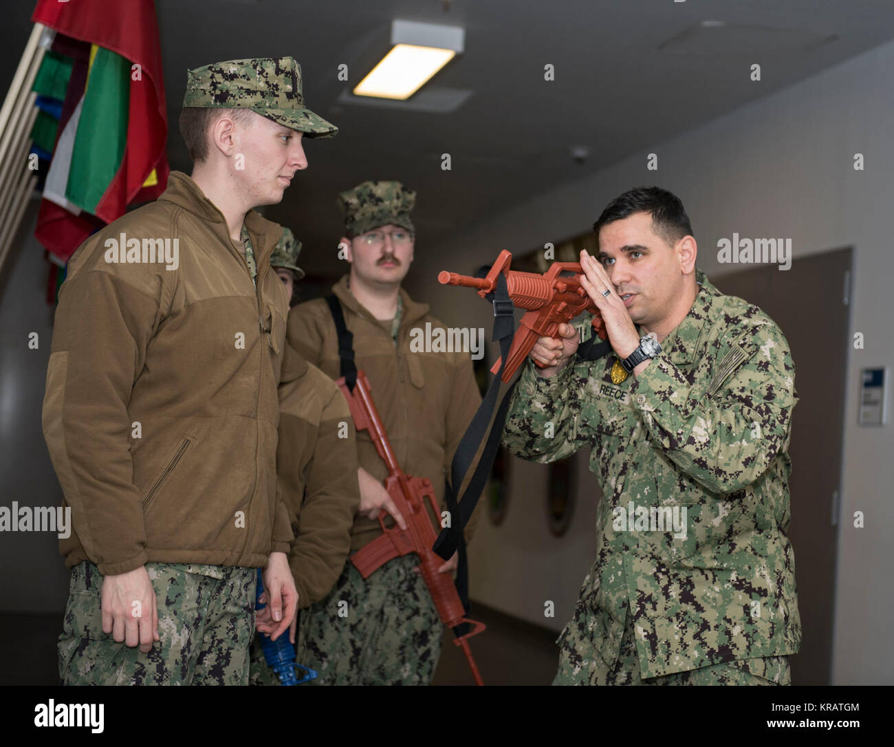 Romania (Dec. 12, 2017) Lt. Shawn Reece, right, the security officer on ...