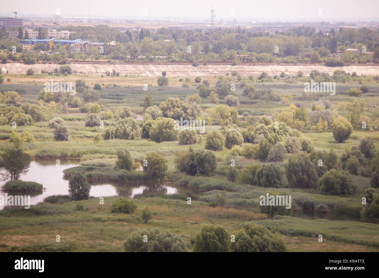 Vacaresti wetlands in Bucharest, Romania, seen from above Stock Photo ...