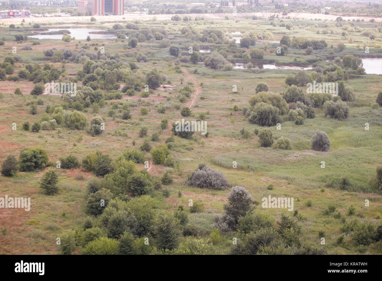Vacaresti wetlands in Bucharest, Romania, seen from above Stock Photo ...