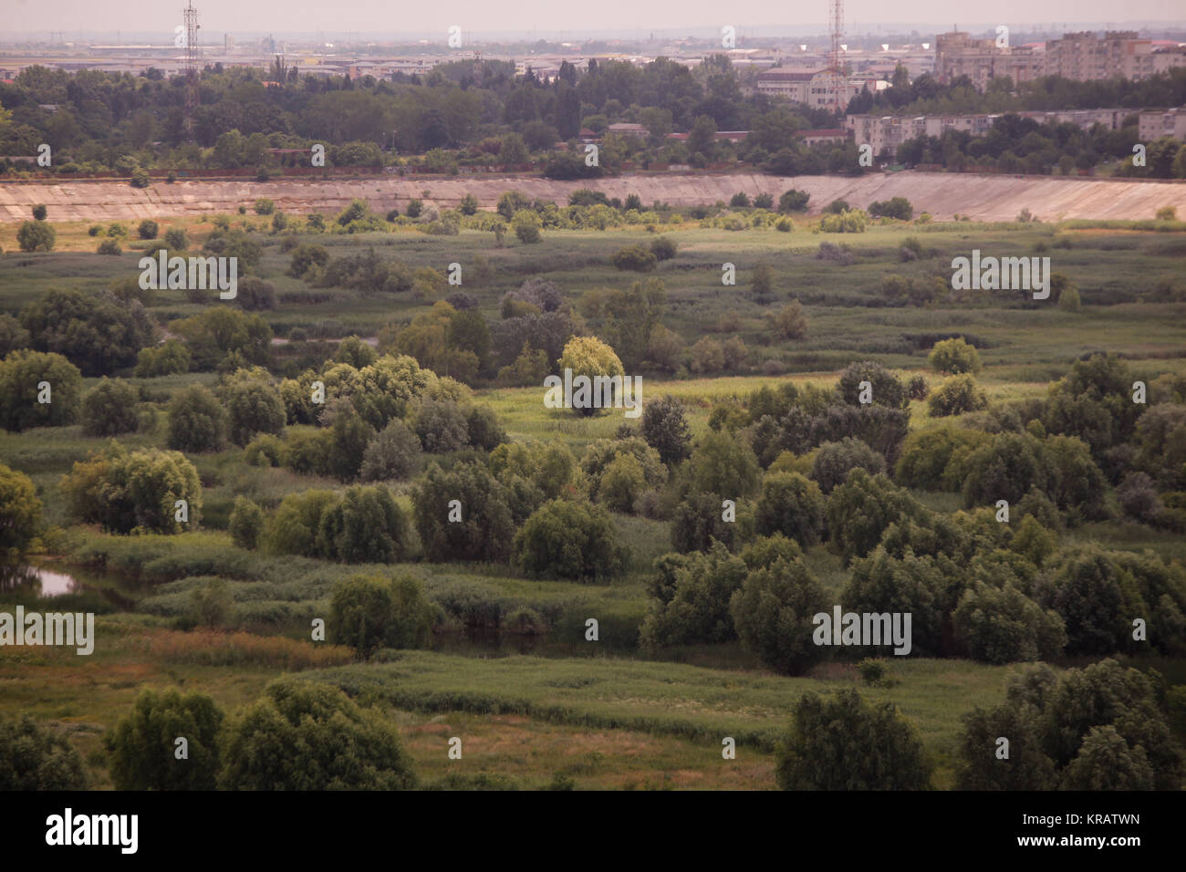 Vacaresti wetlands in Bucharest, Romania, seen from above Stock Photo ...