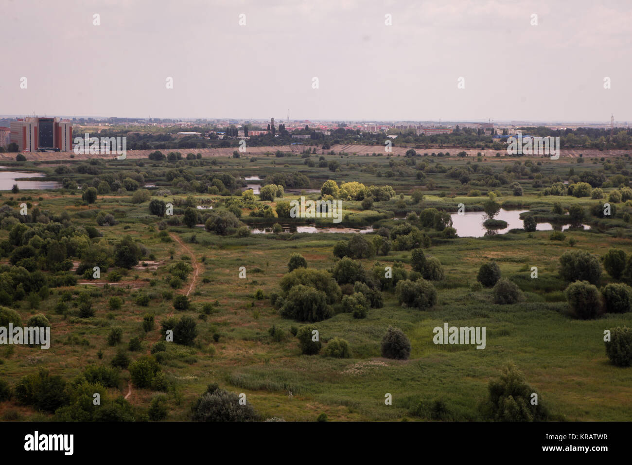 Vacaresti wetlands in Bucharest, Romania, seen from above Stock Photo ...