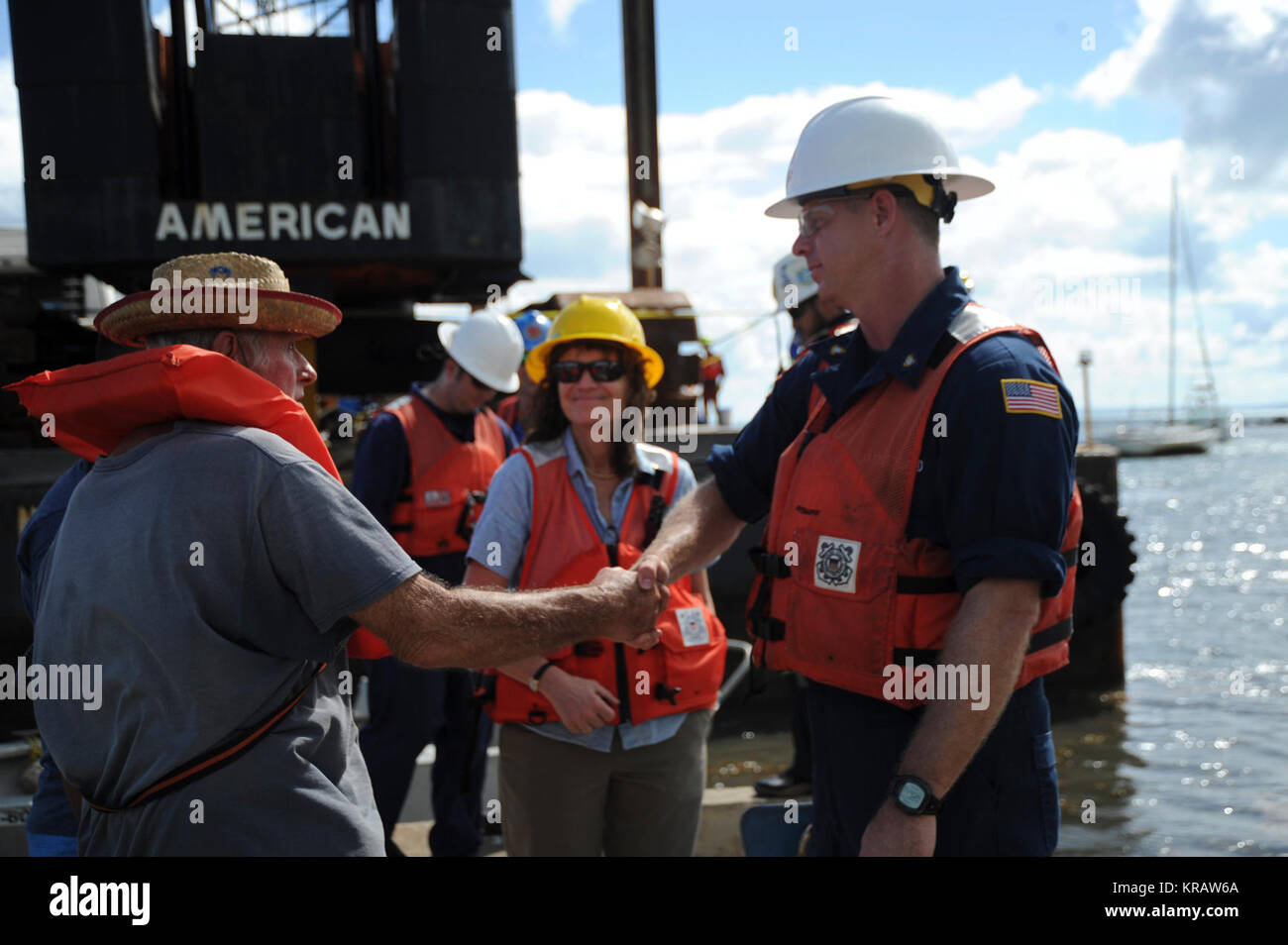 Boat owner Kendrick Bragg and Coast Guard Chief Petty Officer Travis ...