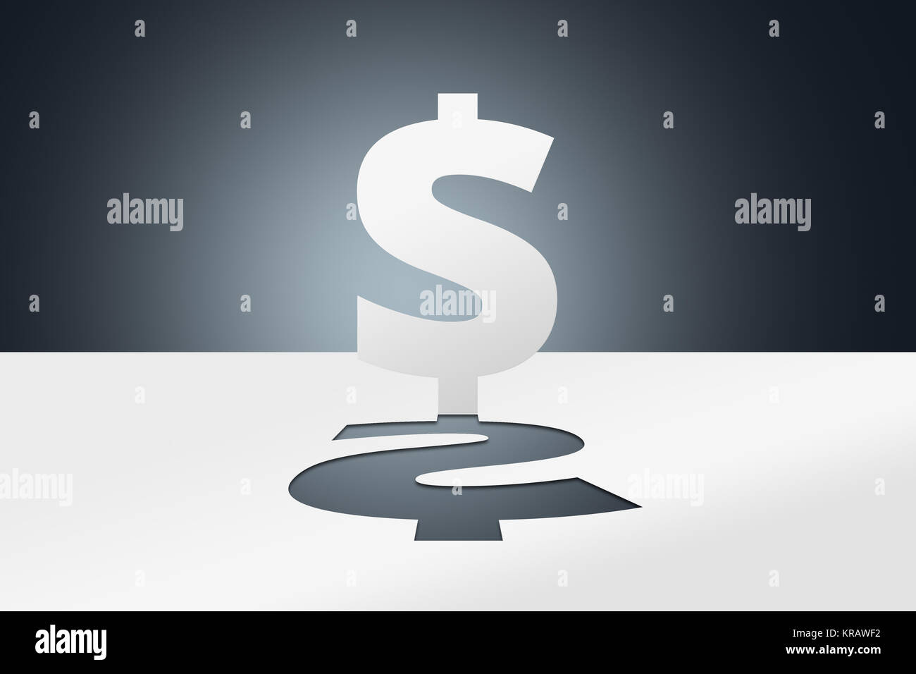 Illustration white Dollar sign with paper cut and fold art in finance ...