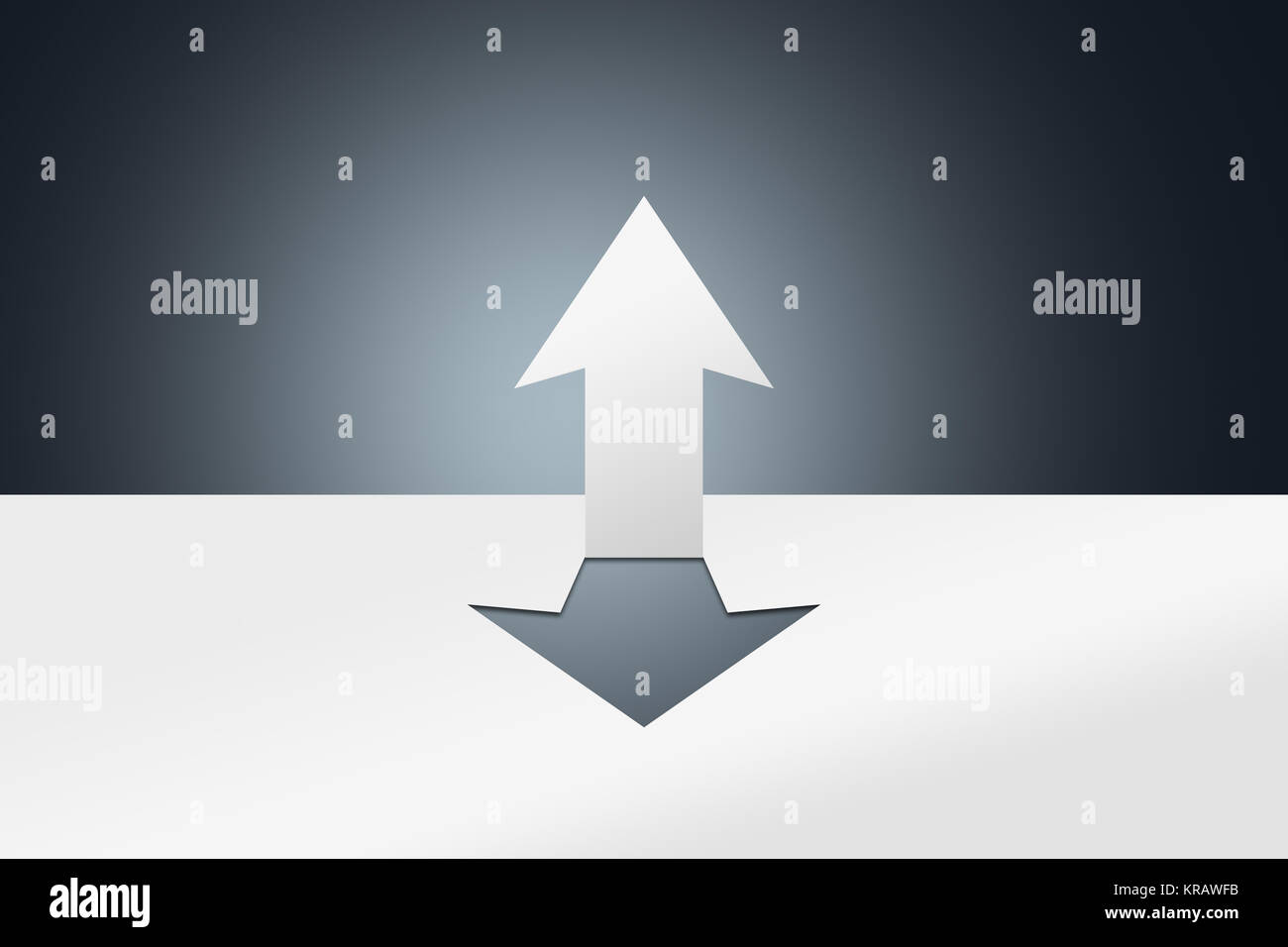 Illustration grey arrow sign with paper cut and fold art pointing up ...