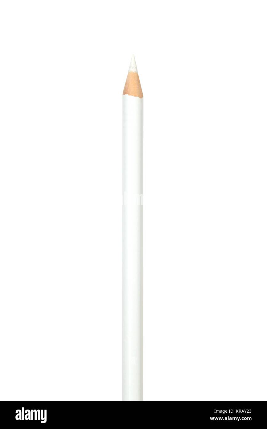 close up cropped view of a white color pencil over white Stock Photo ...