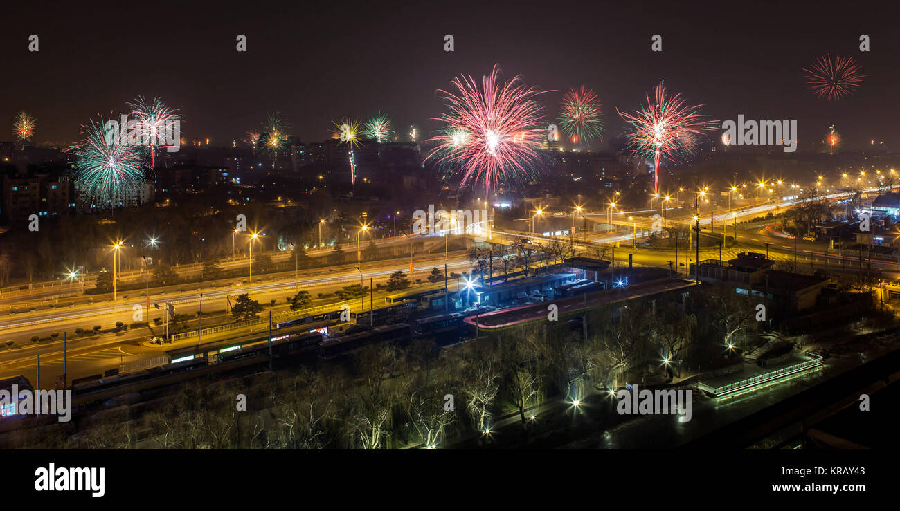 Fireworks set off during the Spring Festival in Beijing Stock Photo - Alamy