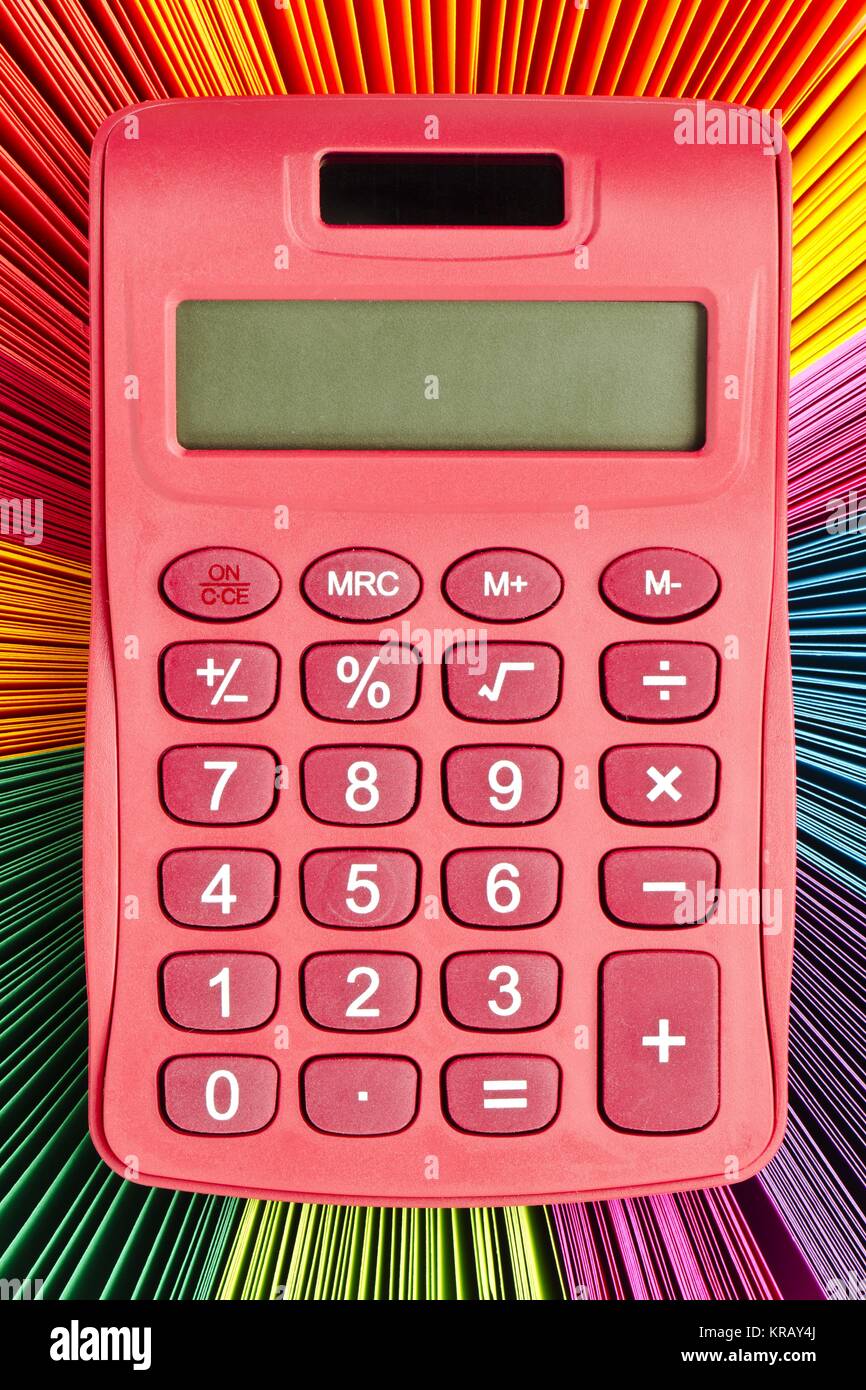 close up shot of a calculator and color palette Stock Photo - Alamy