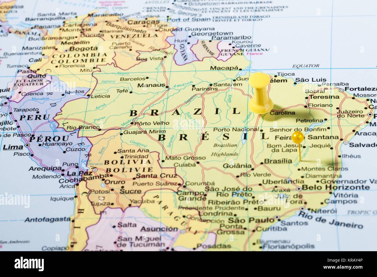 close up shot of brazil on world map Stock Photo - Alamy
