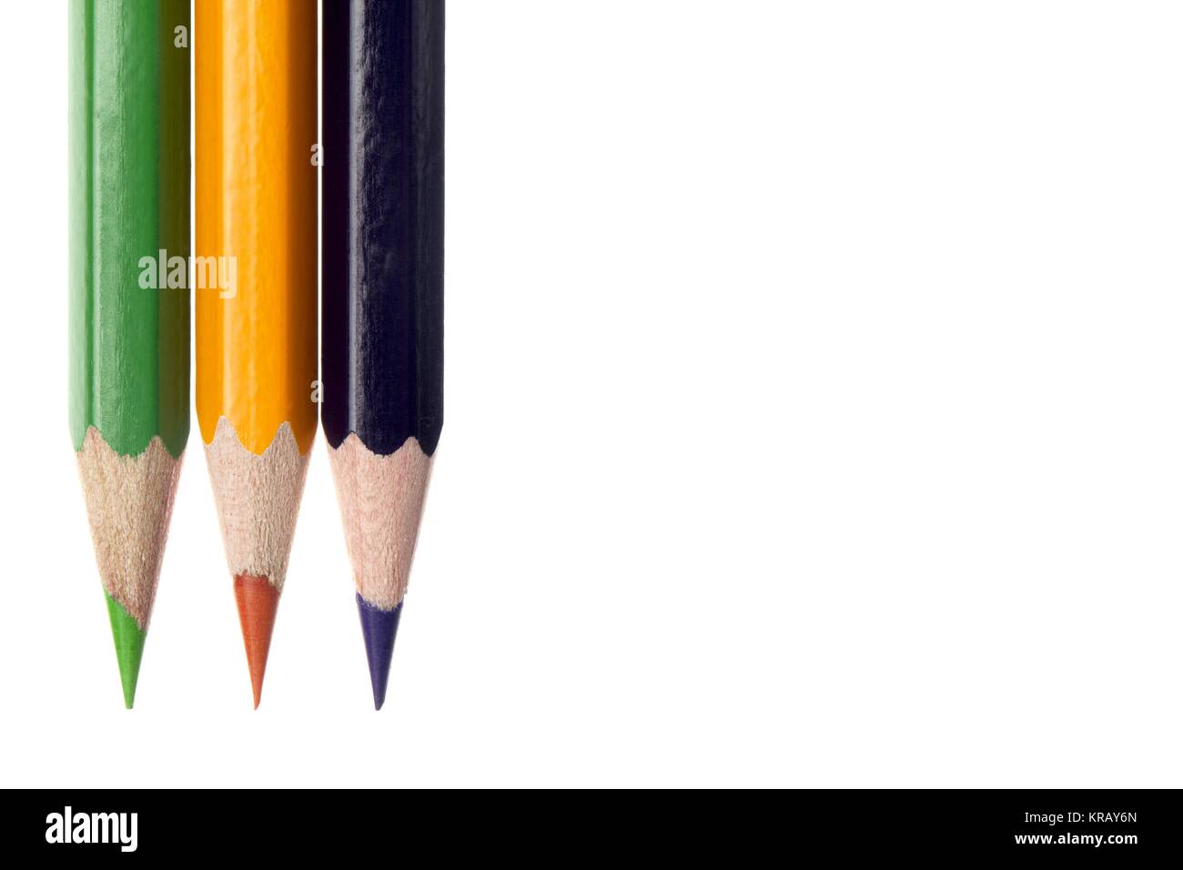 close up shot of three color pencils Stock Photo - Alamy