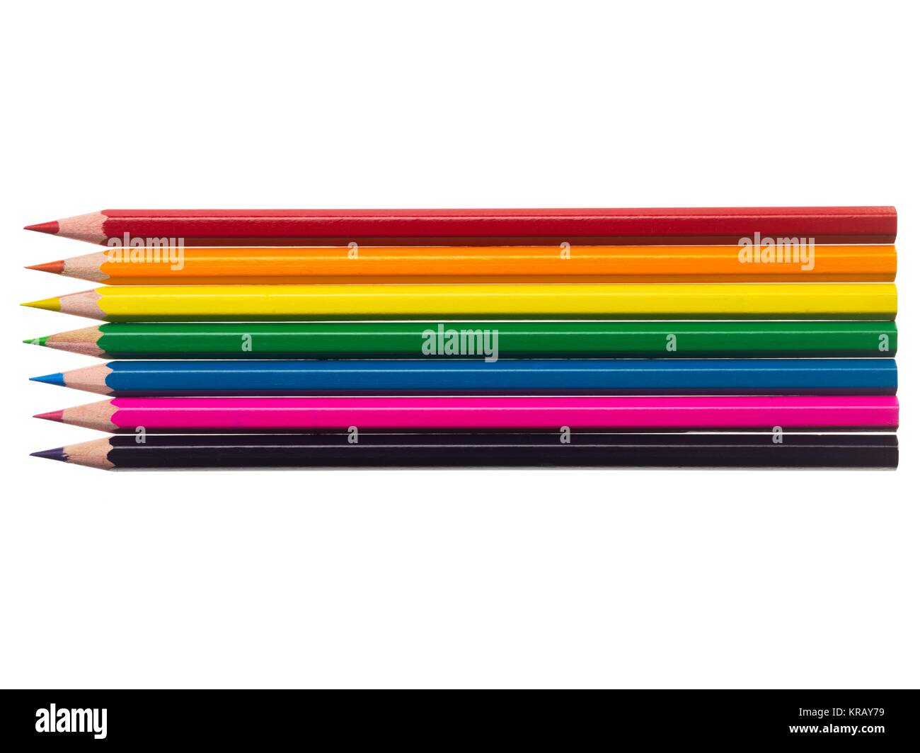 color crayons arranged on white Stock Photo - Alamy