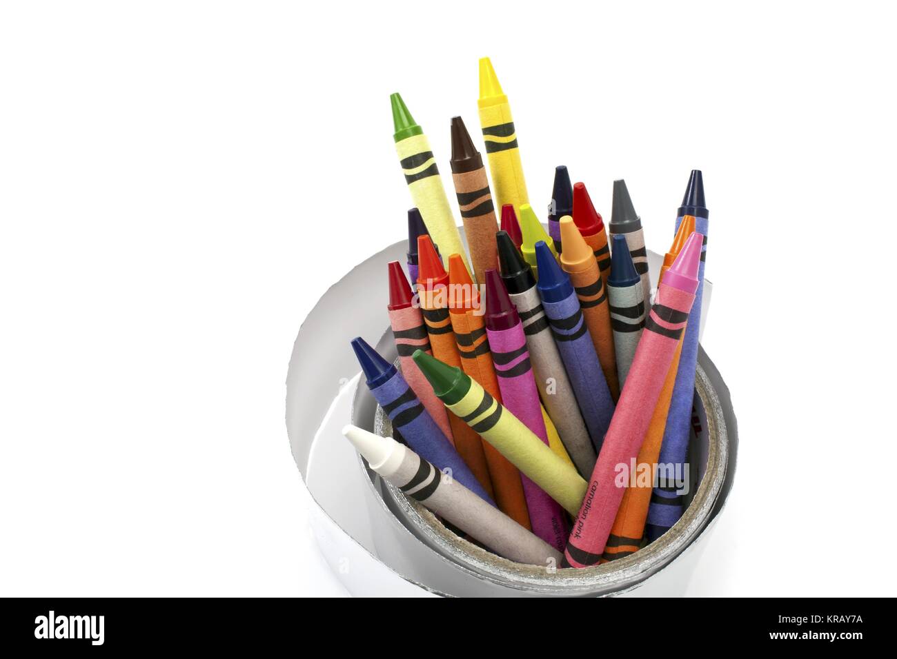 color crayons in silver paper Stock Photo - Alamy