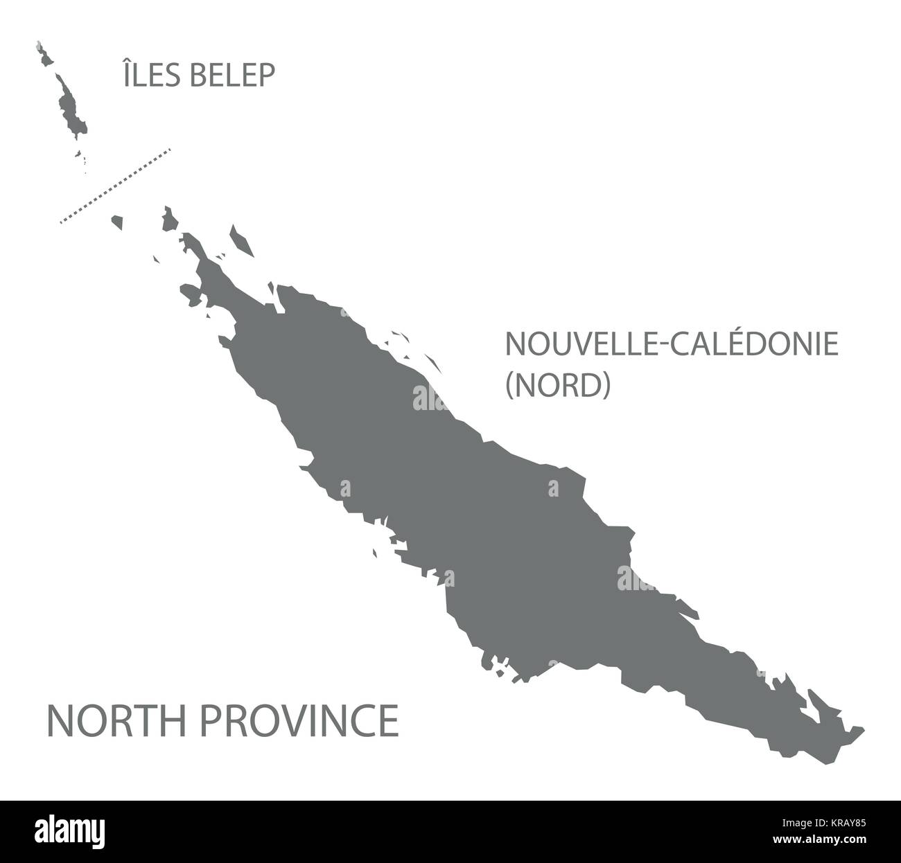 North Province map of New Caledonia grey illustration silhouette shape ...