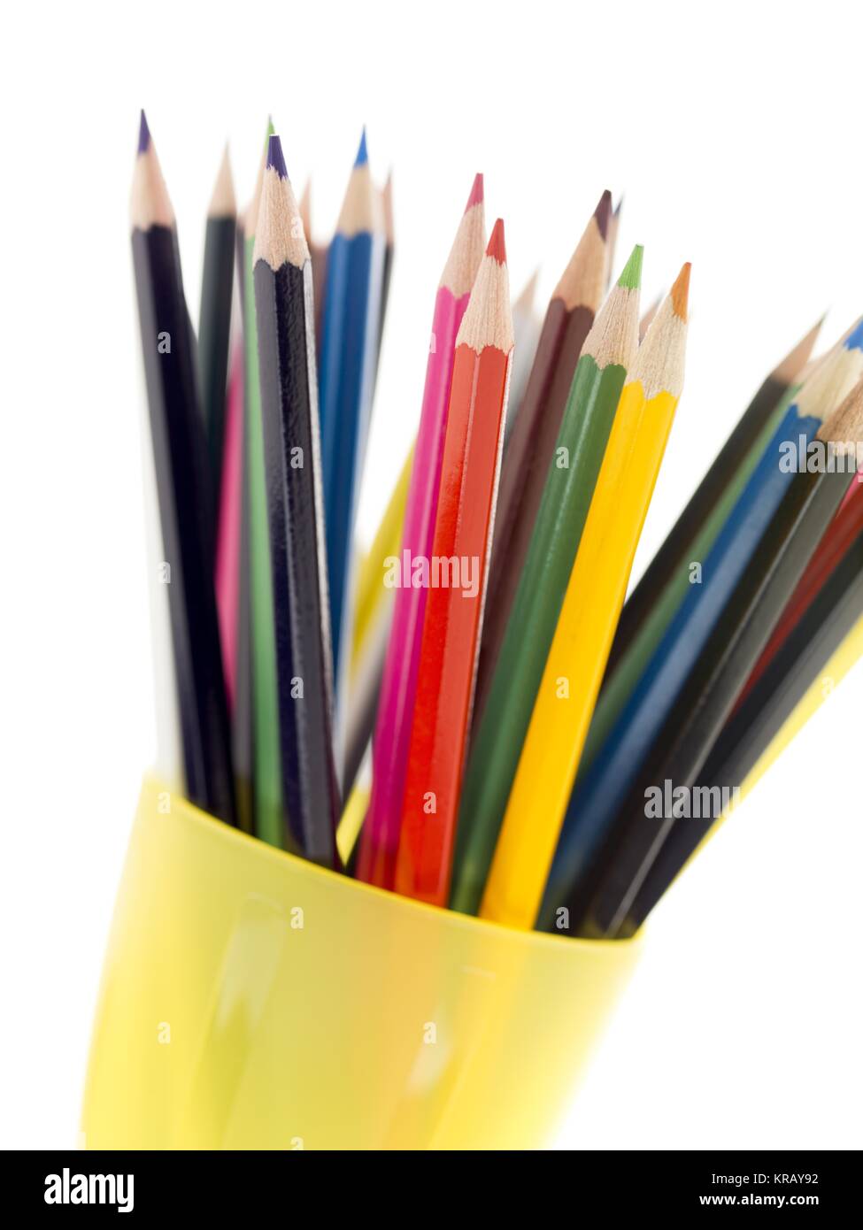 color pencils in plastic holder Stock Photo - Alamy