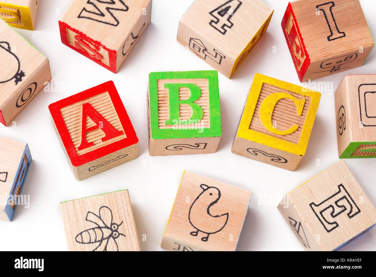 colorful playing cubes with alphabets abc Stock Photo - Alamy