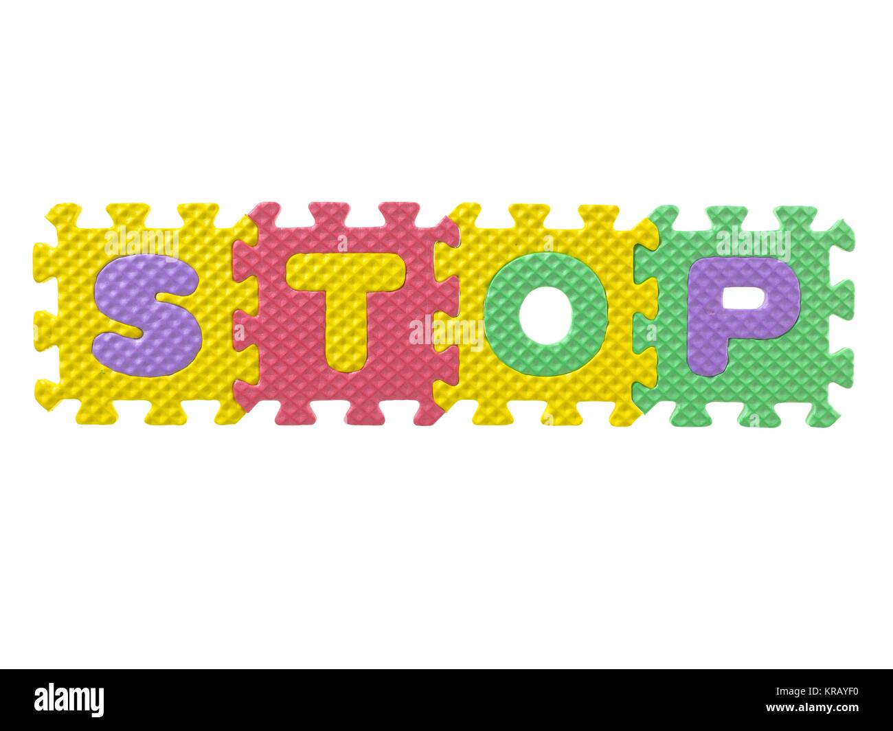 colorful rubber puzzle forming word stop Stock Photo - Alamy
