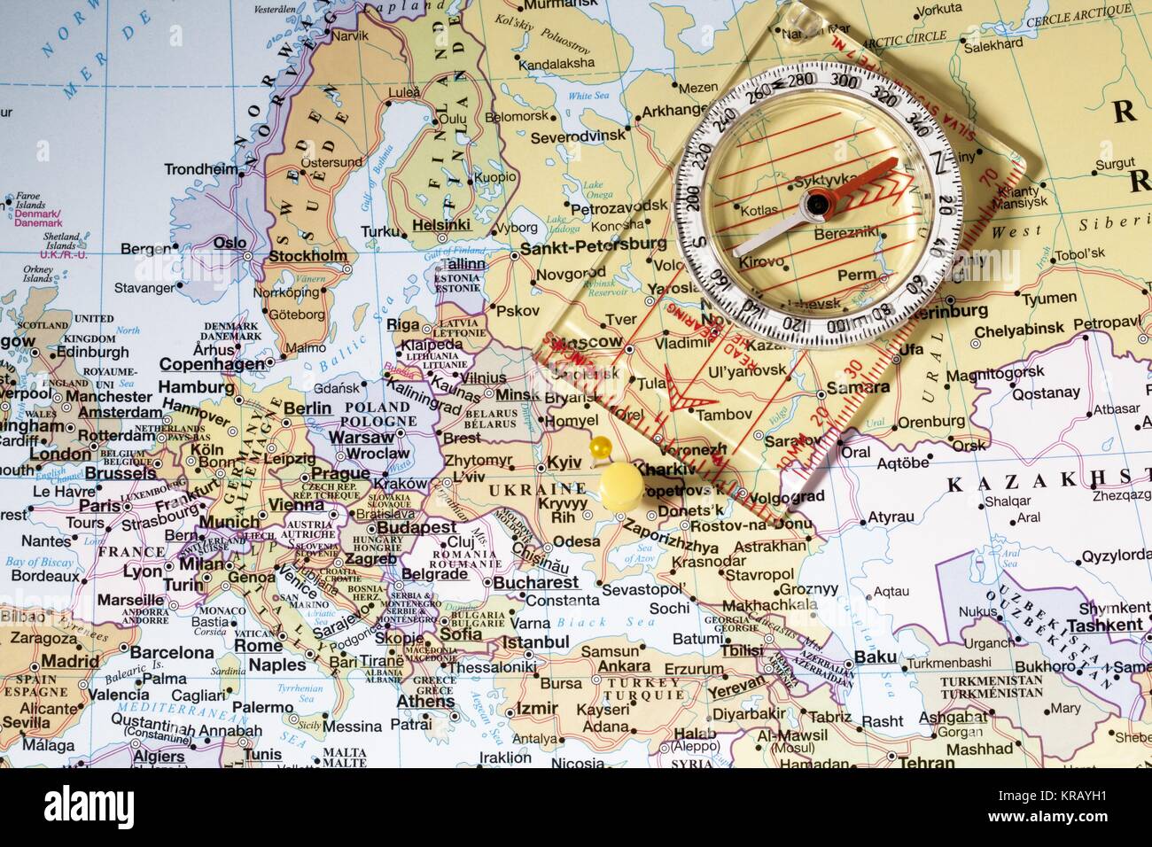compass and map Stock Photo - Alamy