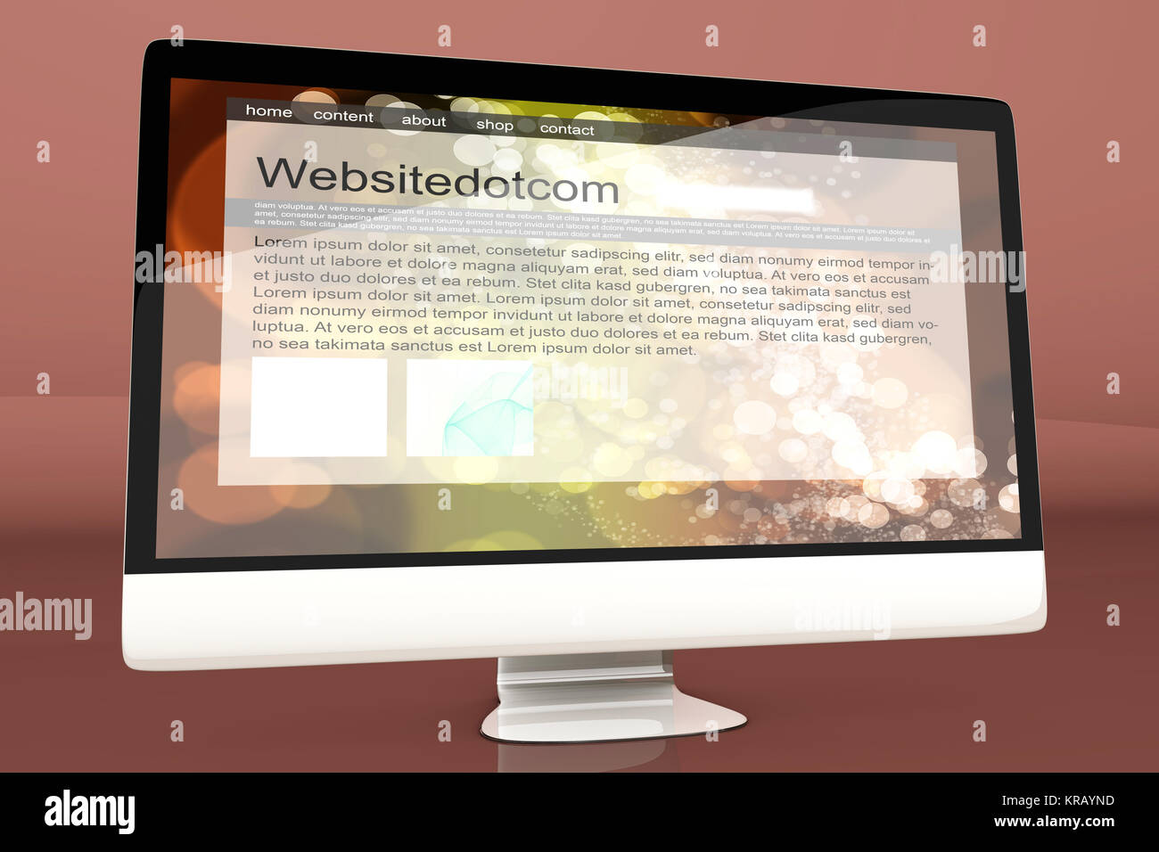 All in one Computer showing a generic website. 3d illustration Stock ...
