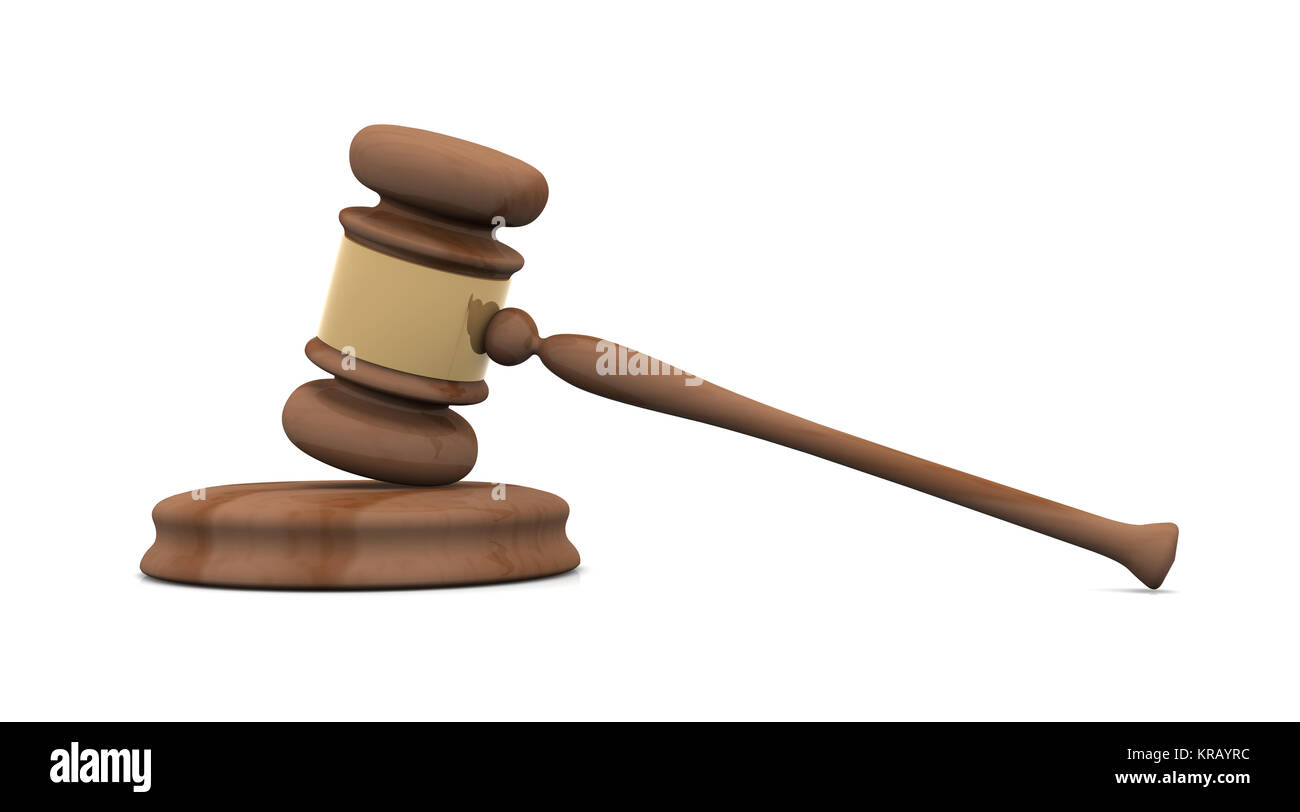 3D rendered Illustration. Isolated on white. An Auction or Court Hammer ...